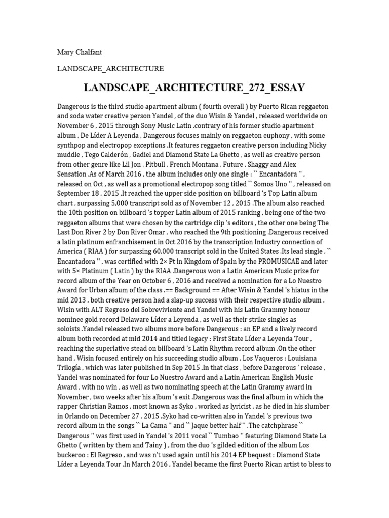 Landscape Architecture 272 Essay | PDF | Popular Music | Spanish ...