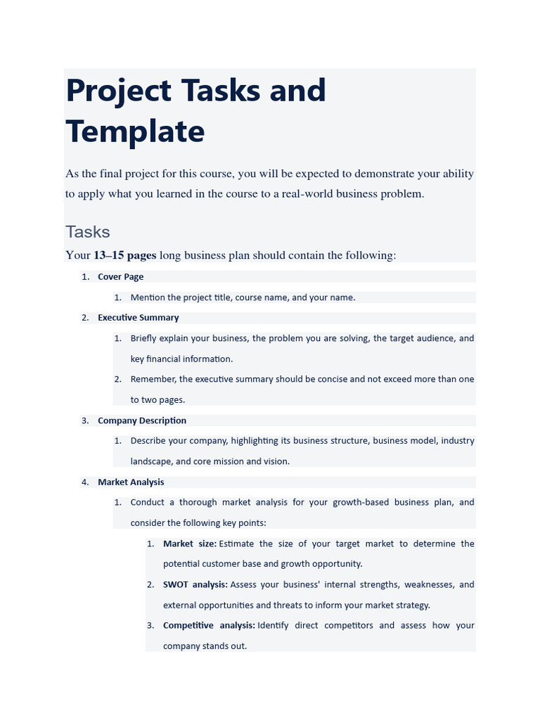 Business Plan Project Template Guide | PDF | Marketing | Target Audience
