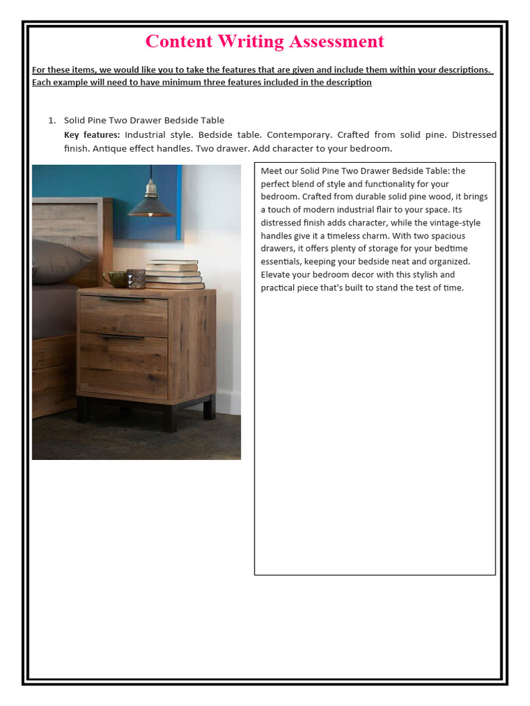 Content Writing Assessment | PDF | Knitting | Dress