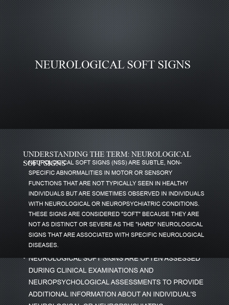 Neurological Soft Signs | PDF | Balance (Ability) | Neurology
