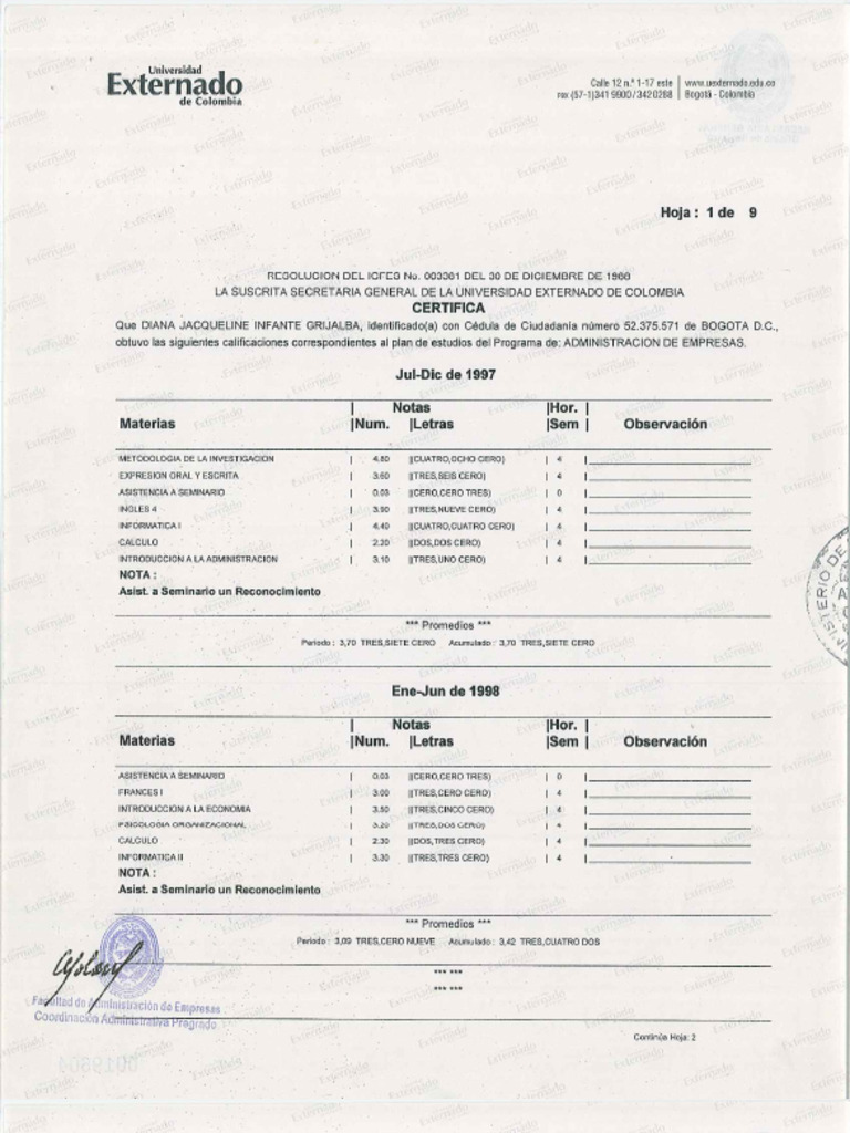 Transcripts Bachelor Degree DI | PDF