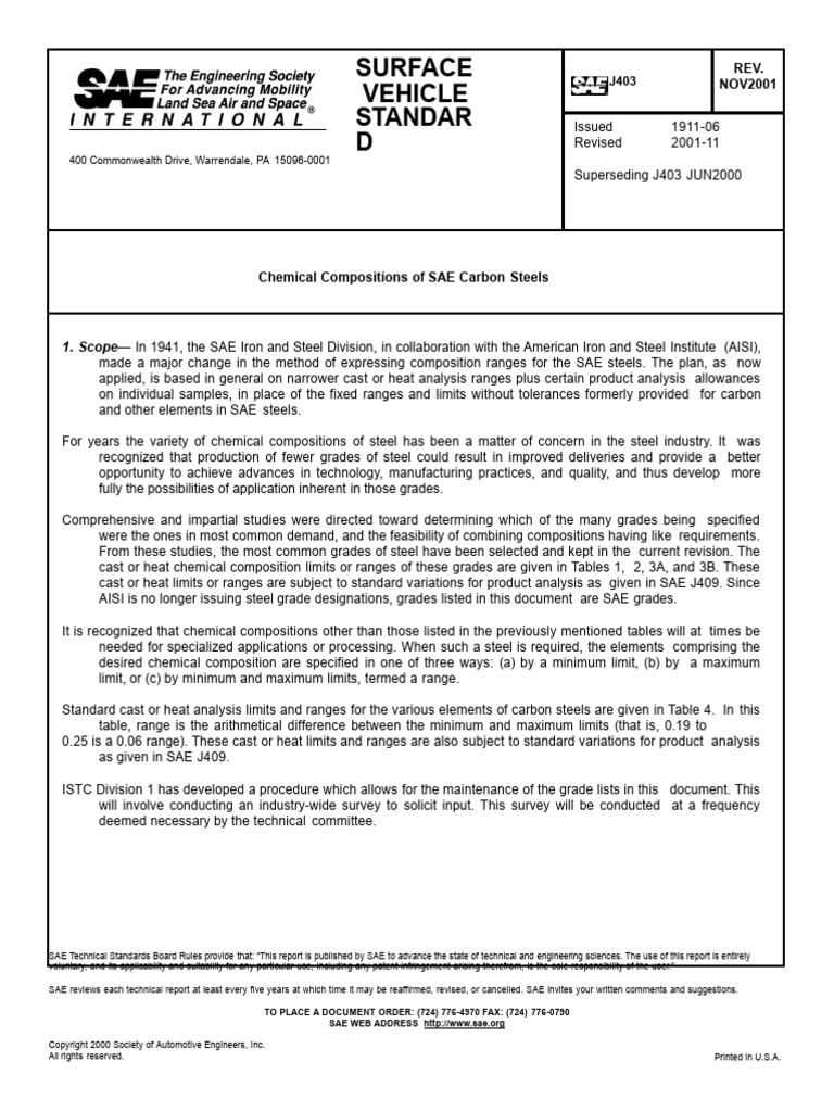 SAE J403-En Aços Carbono | PDF | Steel | Chemical Substances