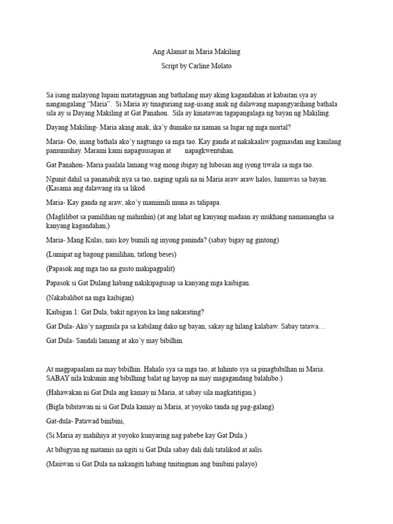 Ang Alamat Ni Maria Makiling - 092113 | PDF