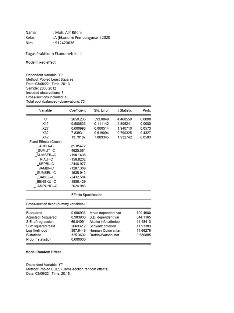 Eviews Alif Pdf Coefficient Of Determination Errors And Residuals