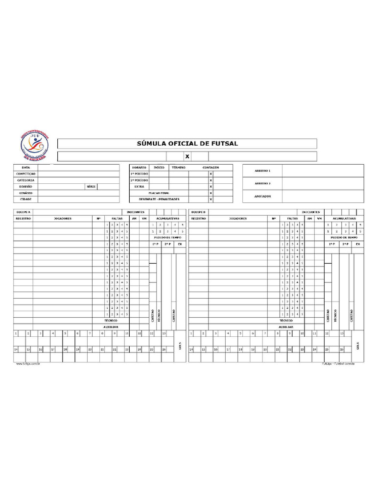 Futsal-Sumula Jogos Baizada | PDF