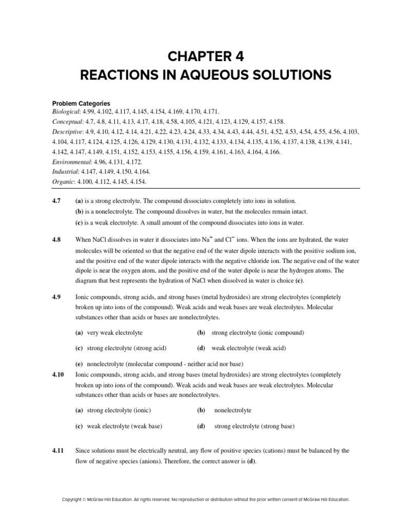 Chapter 04 ISM Chang 14e | PDF | Electrolyte | Ion
