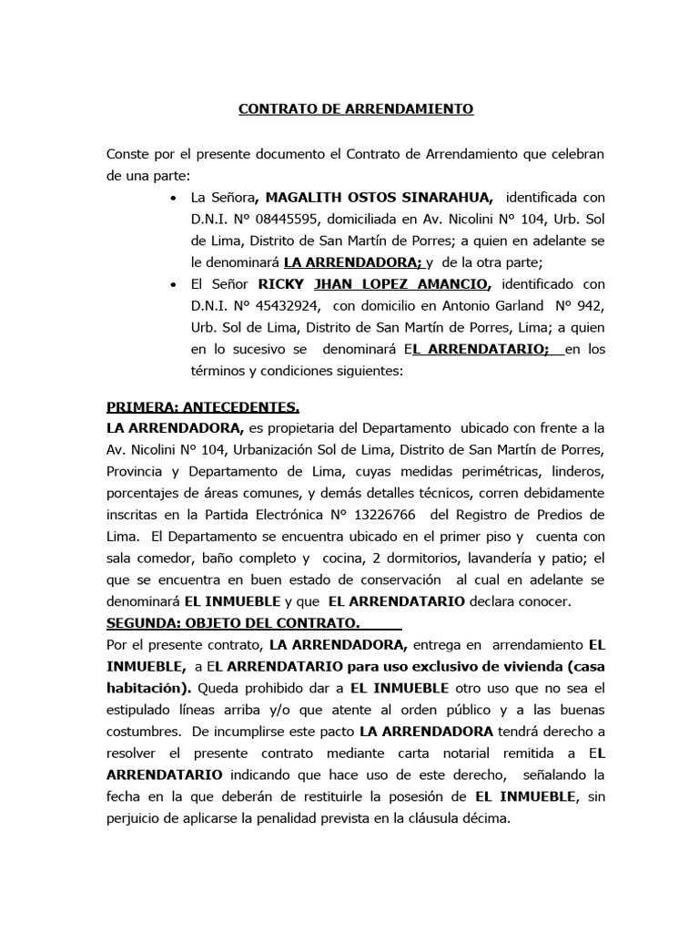 Modelo de Contrato | PDF | Ley común | Derecho civil (sistema legal)