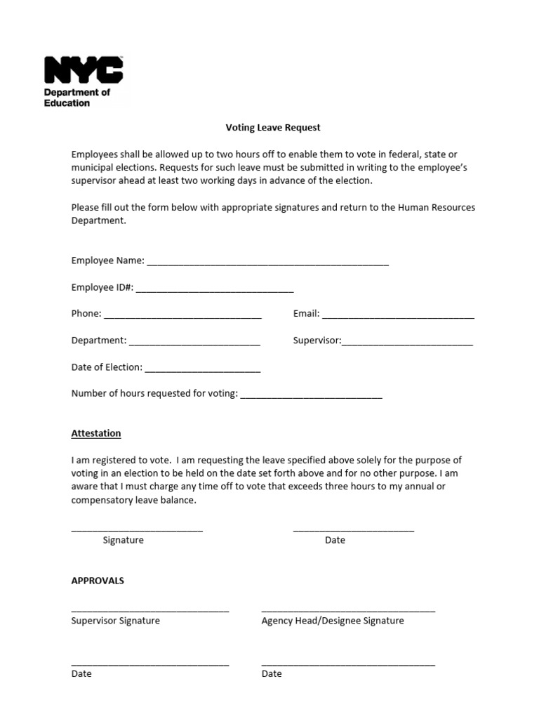 Voting Leave Request Application Form | PDF