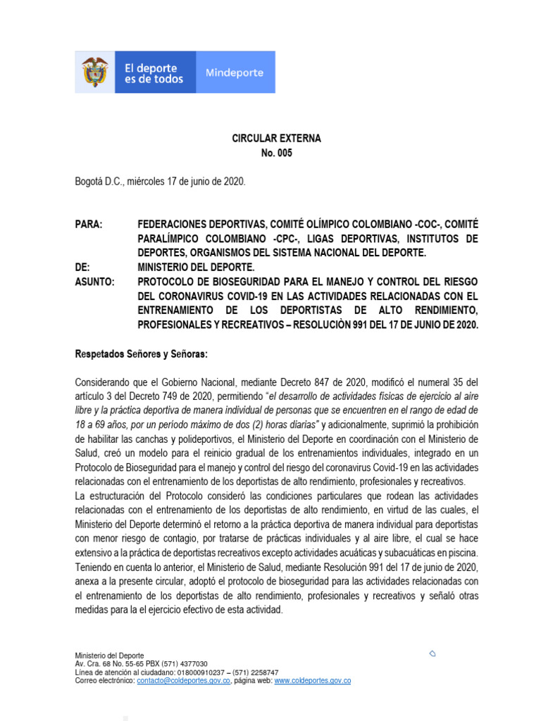 Circular Externa No. 005 | PDF