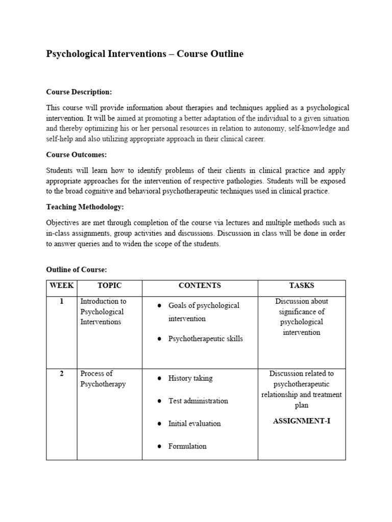 Therapeutic Interventions - CO | PDF | Psychotherapy | Behaviour Therapy