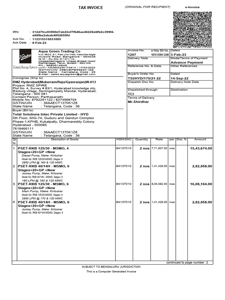 TSI Invoice 1 | PDF | Taxes | Payments