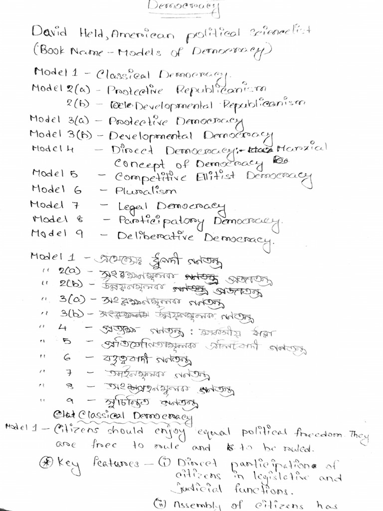 David Held's Democracy Models Overview | PDF