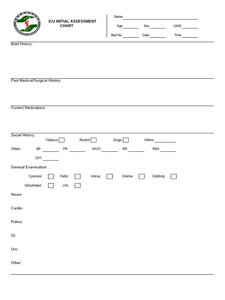 ICU Initial Assessment Template | PDF