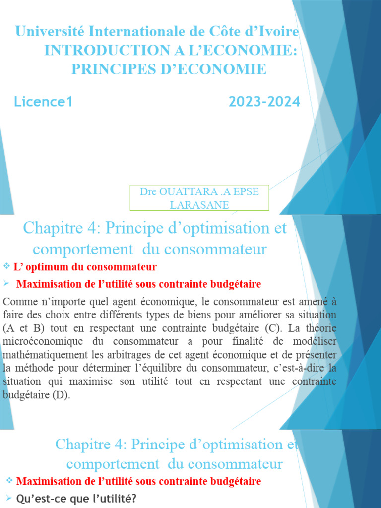 Cours Principes l1 Chap4 | PDF | Utilité (économie) | Économie