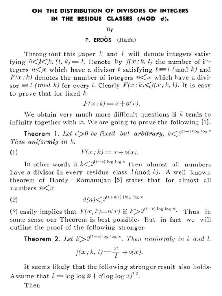 1965 10erdos | PDF | Prime Number | Mathematical Proof
