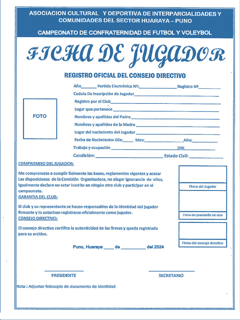 FICHA DE JUGADOR (1) | PDF