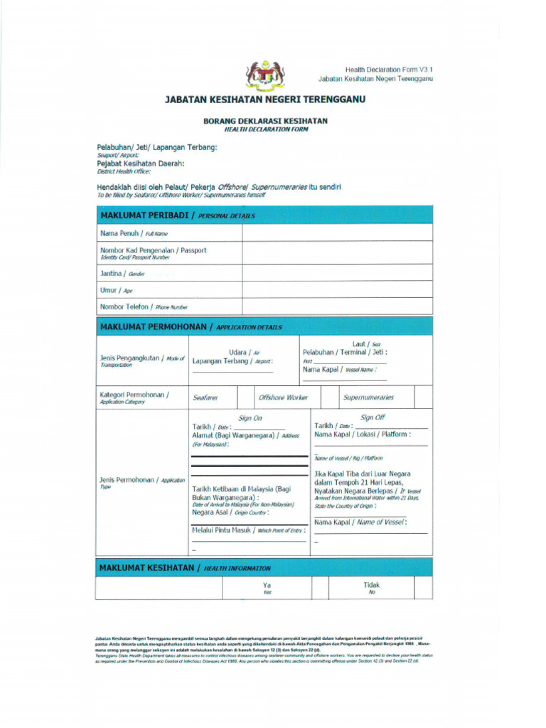 JKNT Health Declaration Form V3.1 | PDF