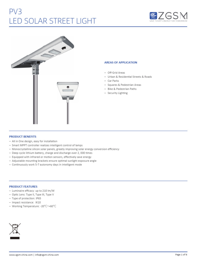 DS PV3 AIOSolarStreetLight | PDF | Energy Conversion | Electrical Engineering