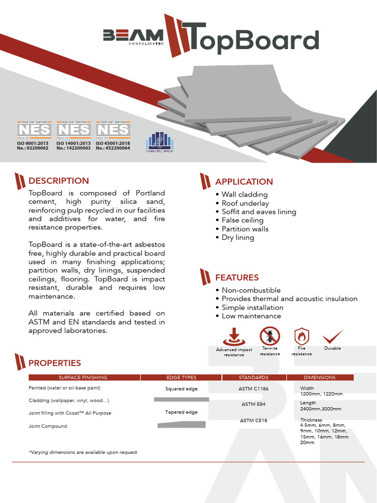 Topboard - 12mm-TDS-ASK | PDF | Wall | Building Materials