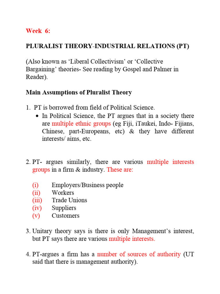 Lecture - Pluralist Theory - 15 Aug 2017 | PDF | International Labour ...
