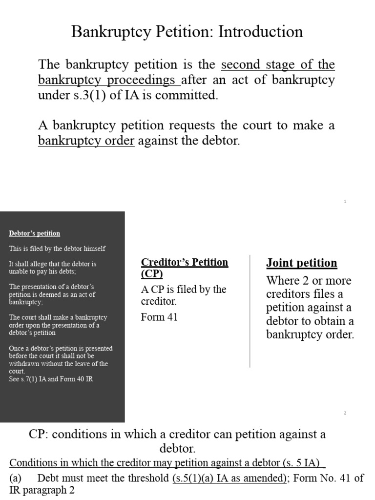 BP Introduction | PDF | Bankruptcy | Affidavit