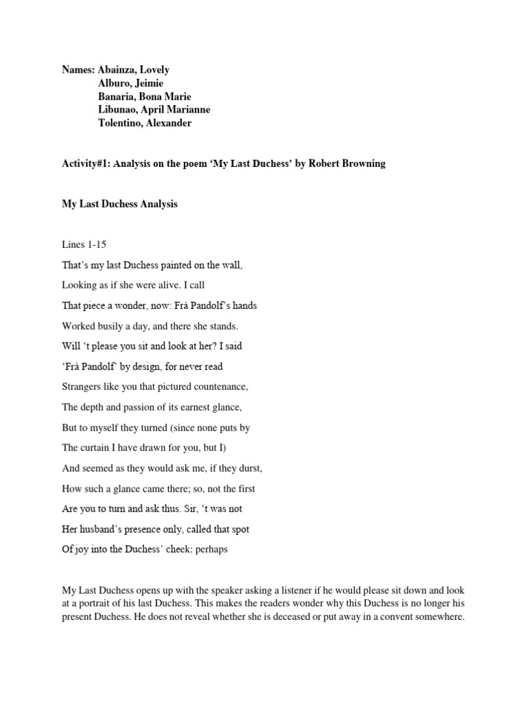Activity1 - Analysis of The Poem | PDF | Jealousy | Poetry