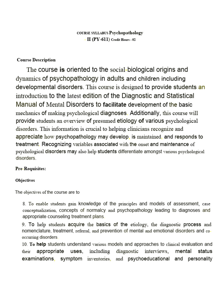 Psychopathology of adults-CO | PDF | Mental Disorder | Psychopathology
