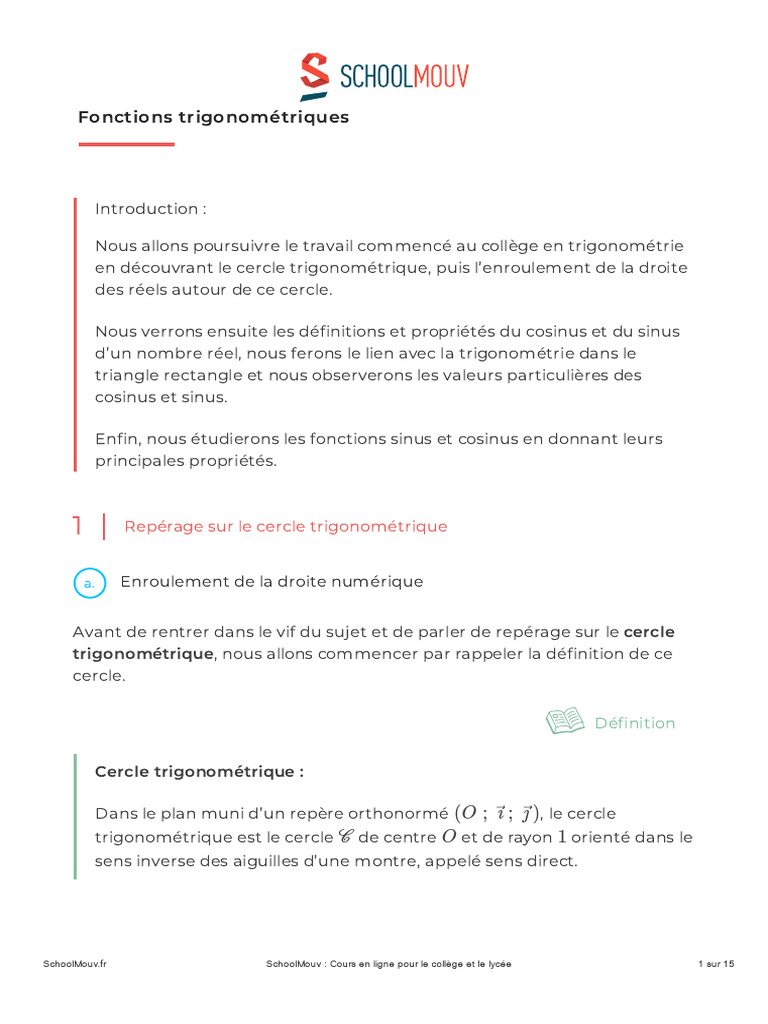 Cours Fonction Trigonométrique | PDF | Fonction trigonométrique | Trigonométrie