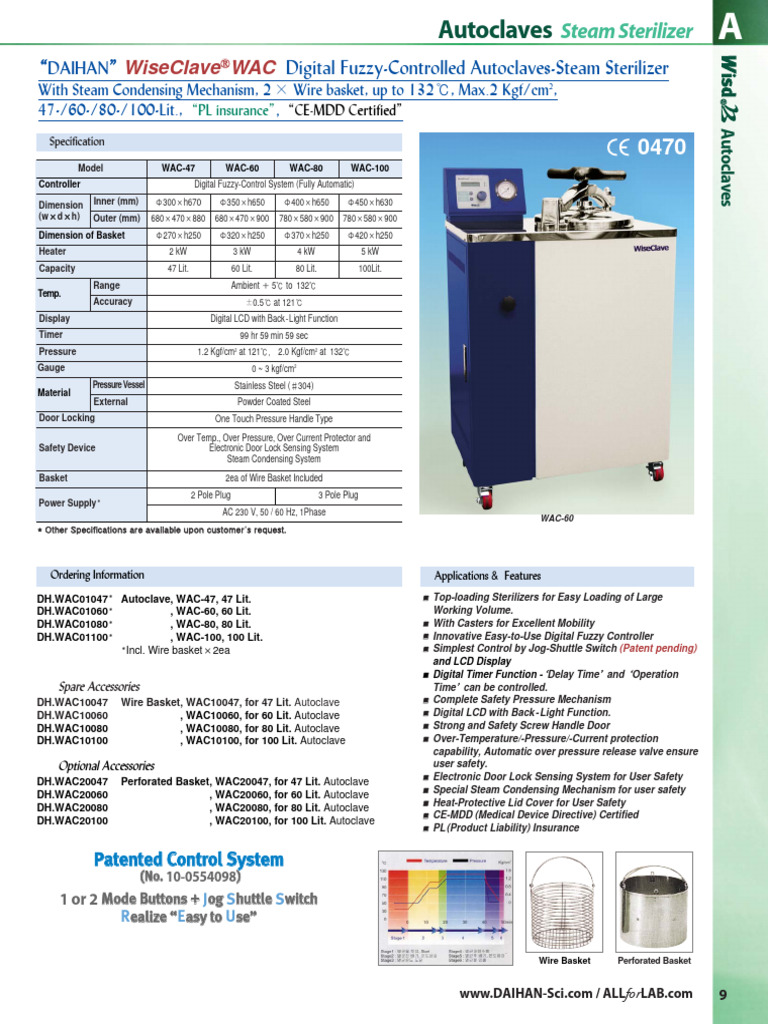 Wiseclave Wac: Digital Fuzzy-Controlled Autoclaves-Steam Sterilizer ...