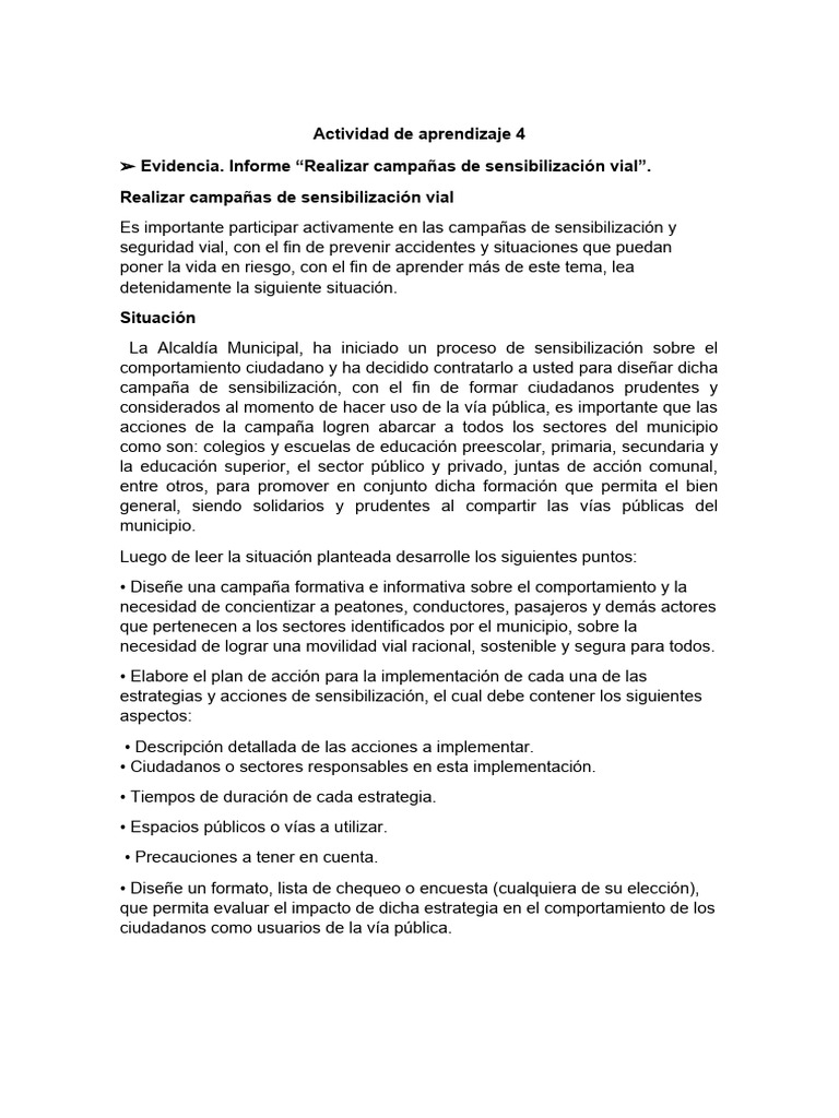 Actividad de Aprendizaje 4 Movilidad Vial | PDF | Peatonal | Tráfico Actividad de Aprendizaje 4 Movilidad Vial | PDF | Peatonal | Tráfico