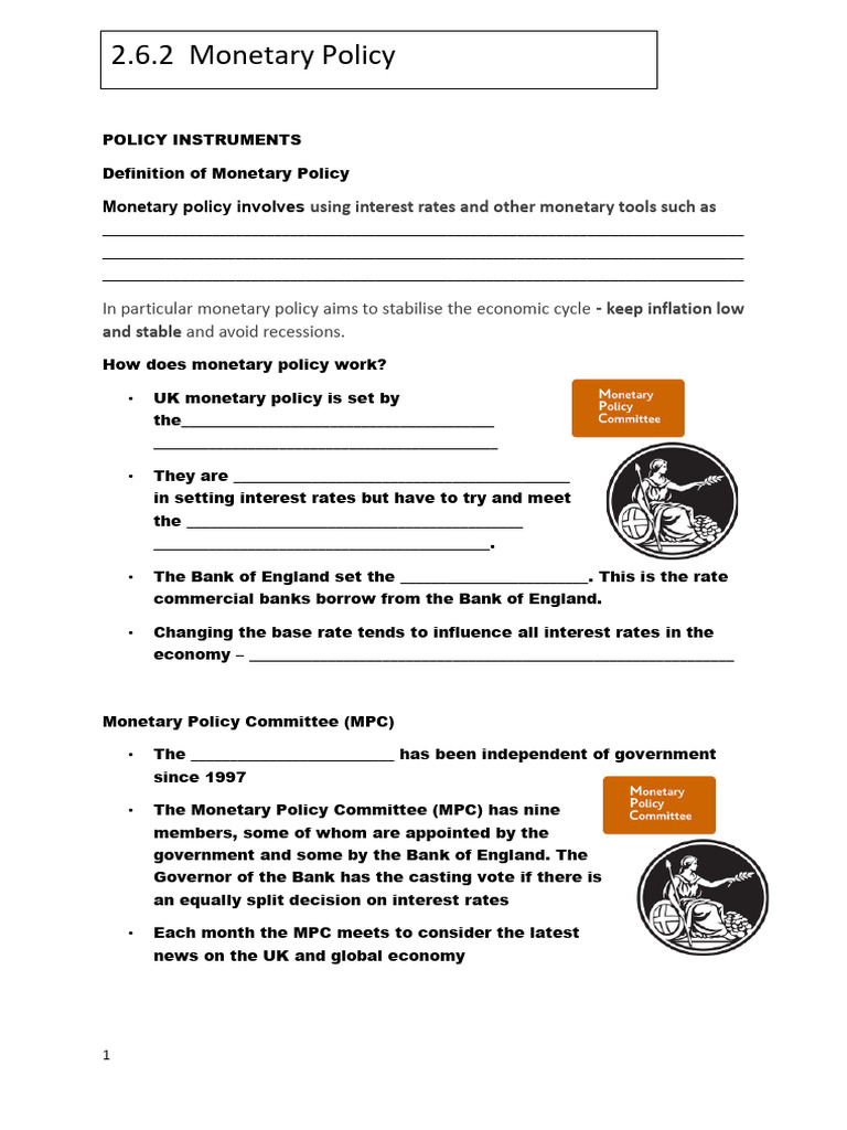 Student Copy Monetary Policy | PDF | Monetary Policy | Inflation