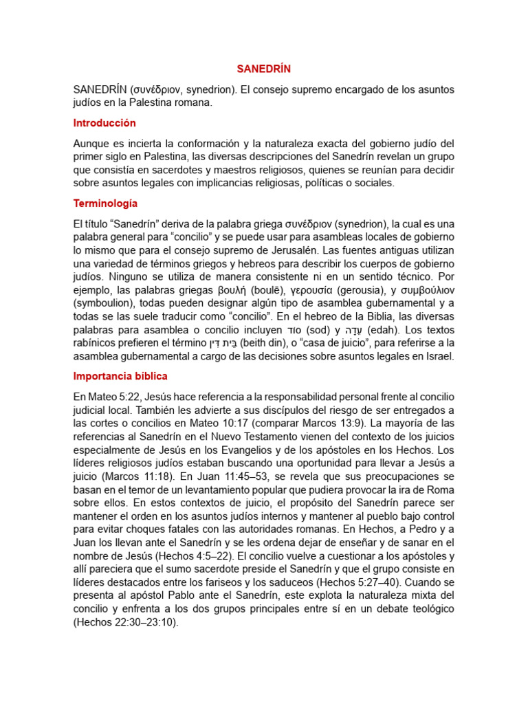 SANEDRÍN Apuntes | PDF | Jesús | Biblia