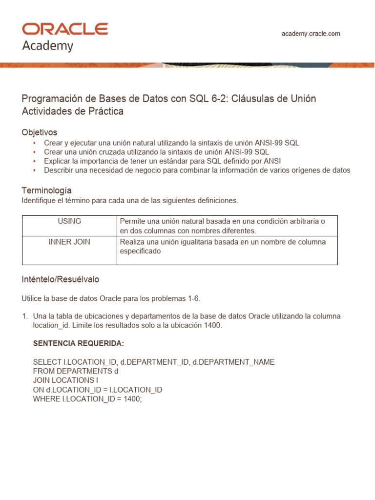 Oracle SQL DP - 6 - 2 - Practice | PDF | SQL | Informática