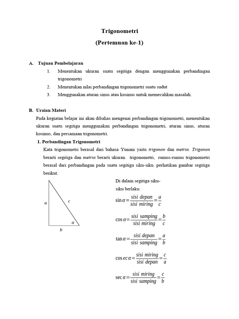 PRTM Ke 1trigonometri | PDF | Metode & Bahan Ajar