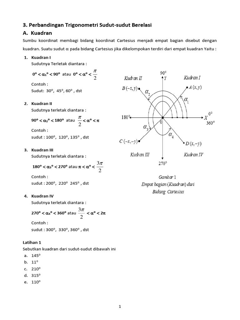 PRTM Ke 2 Trigonometri Perbandingan Sudut Berelasi | PDF