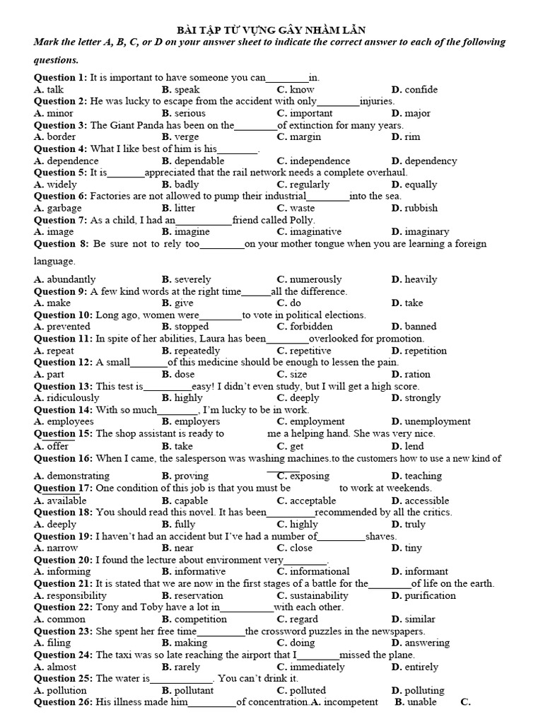 Confusing Vocabulary Exercises | PDF
