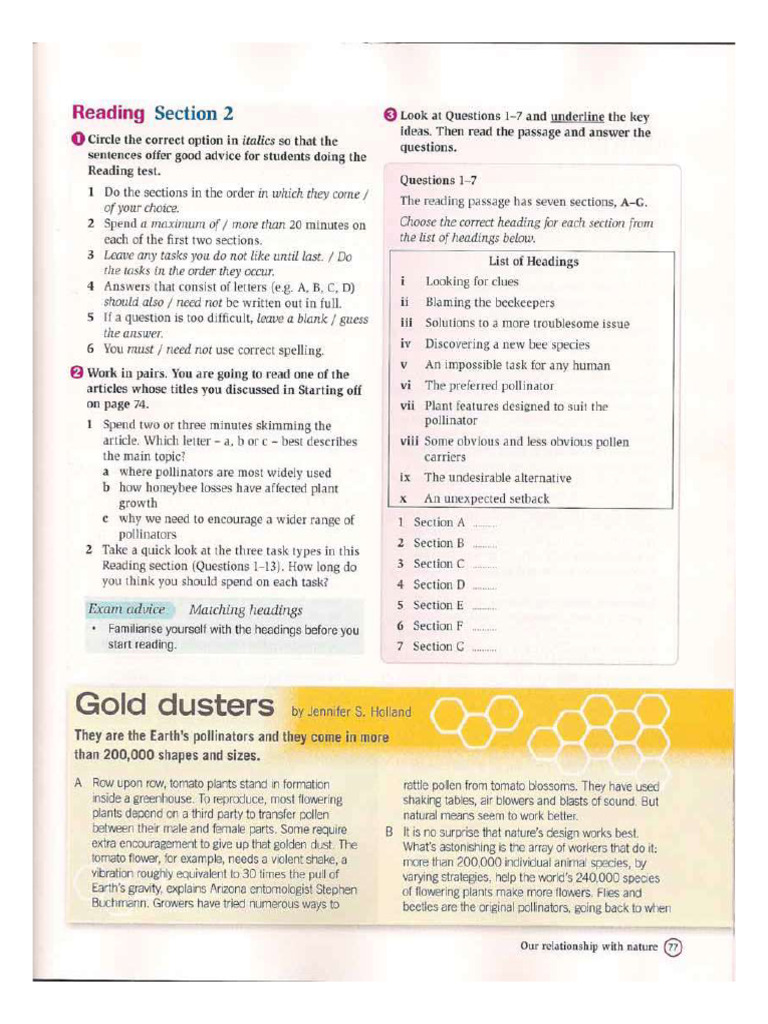 Nature - Reading - Matching Headings | PDF