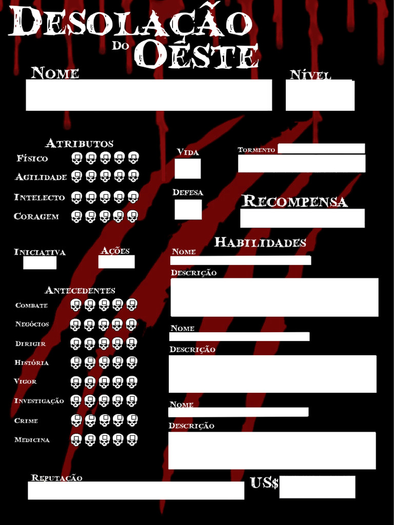 Ficha Editavel Desolacao Do Oeste | PDF