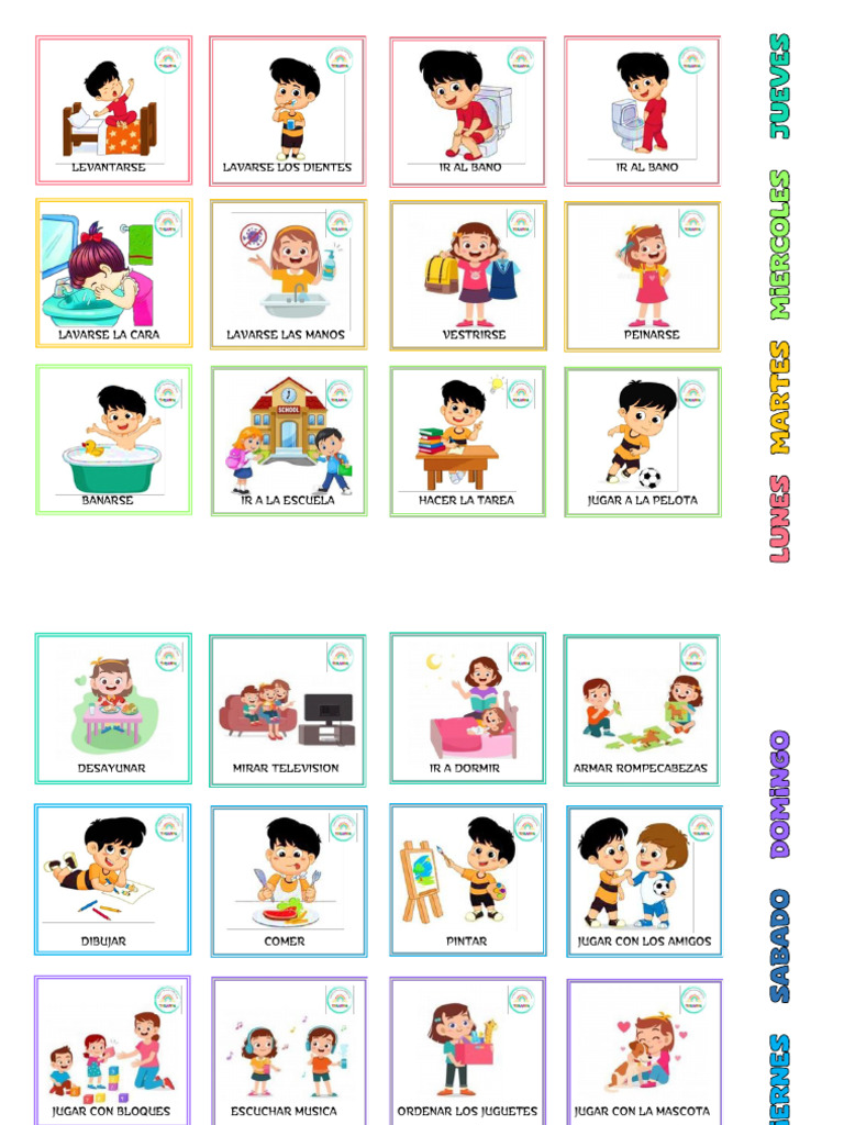 Agenda Visual Diaria para Niños | PDF | Arte