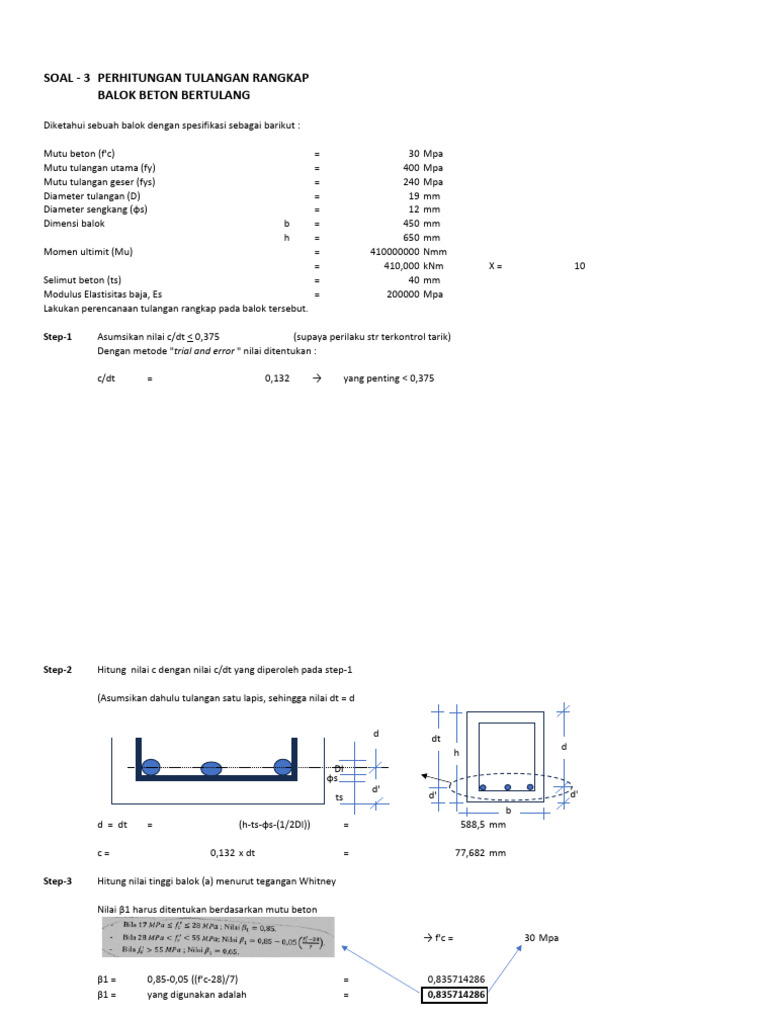 SOAL-3 BETON-1 TULANGAN RANGKAP | PDF