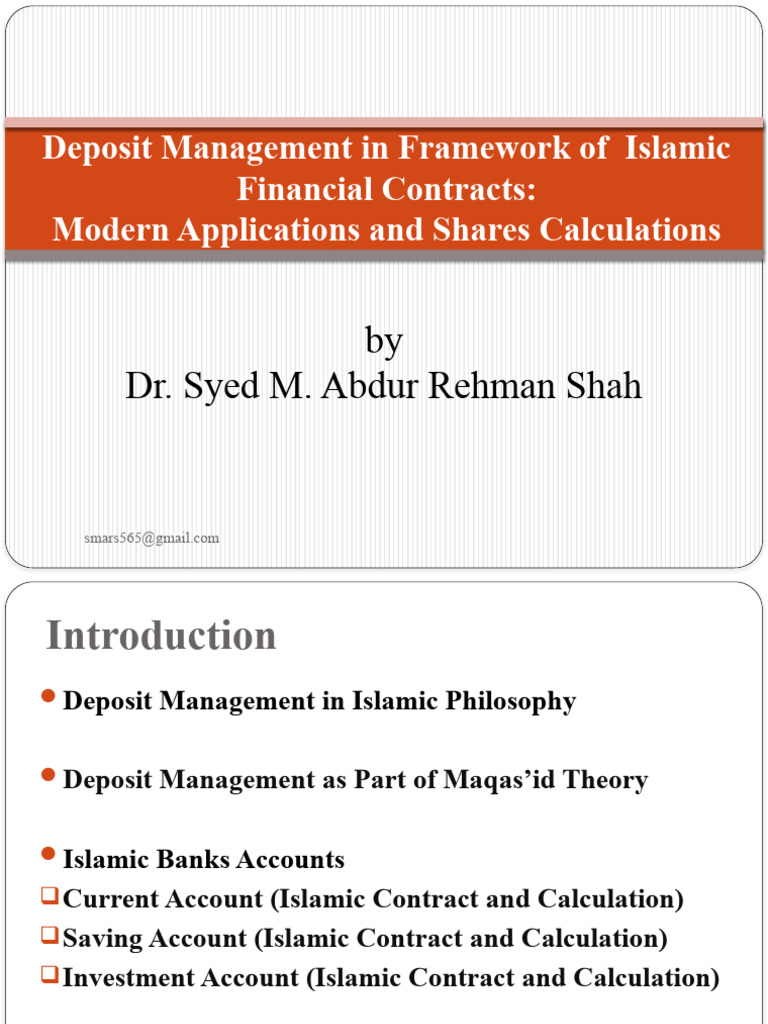 Deposit Management in Framework of Islamic Financial Contracts ...