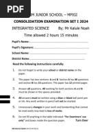 MARKING GUIDE OF PLE INTEGRATED SCIENCE 2024. Prepared by Teachers of ...