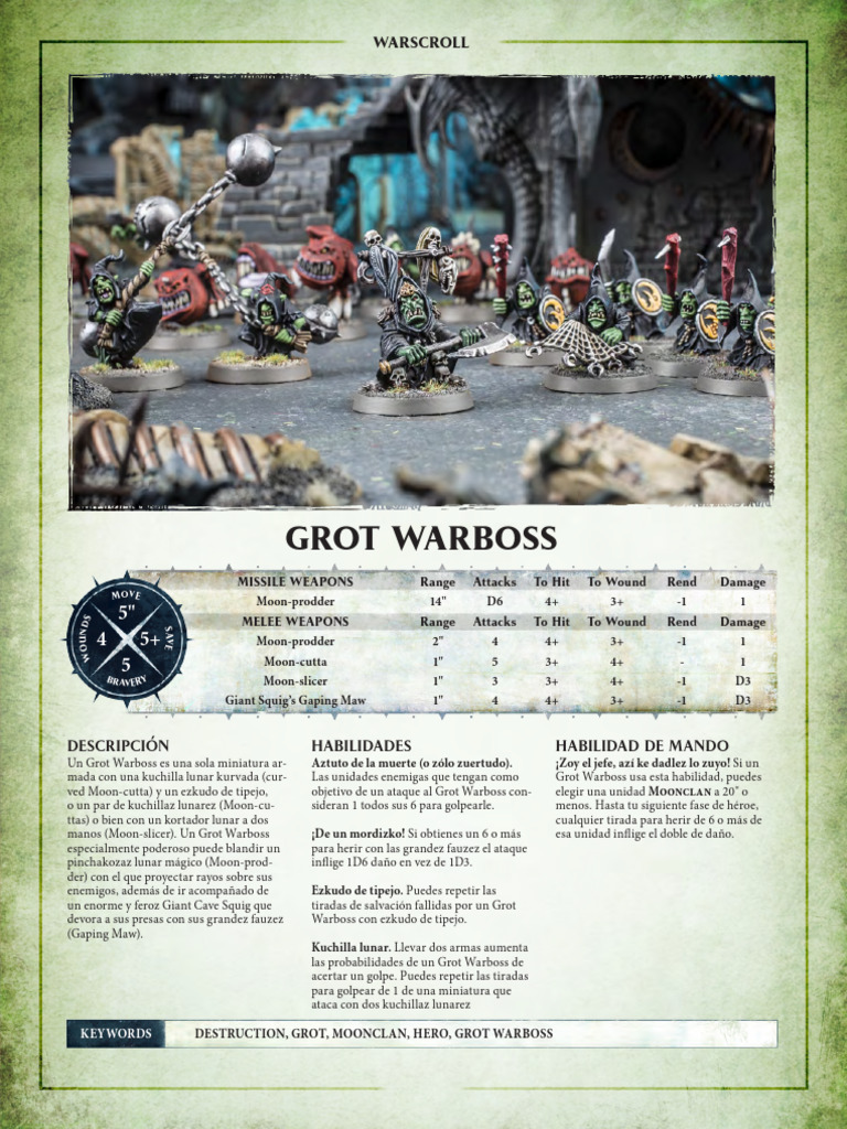 Aos Warscroll Moonclan Grot Warboss Es | PDF | Historia