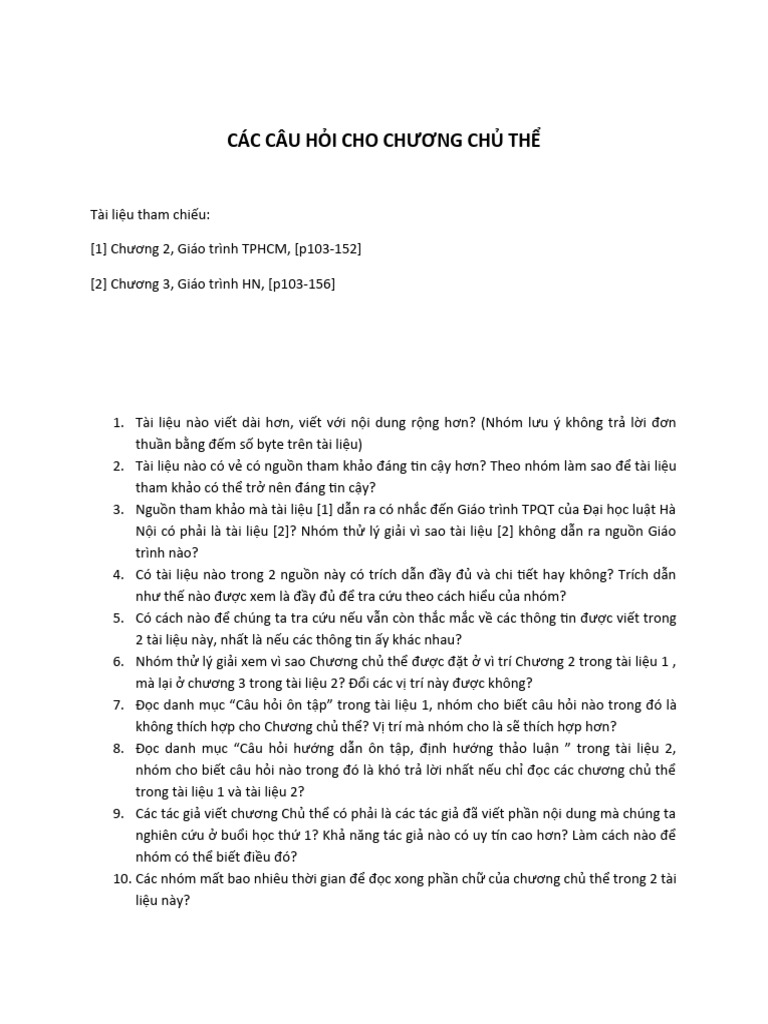 CHƯƠNG CHỦ THỂ TPQT | PDF