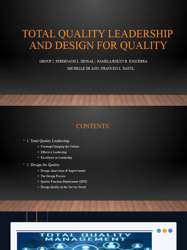 Group 2 - Total Quality Leadership and Design For Quality | PDF ...