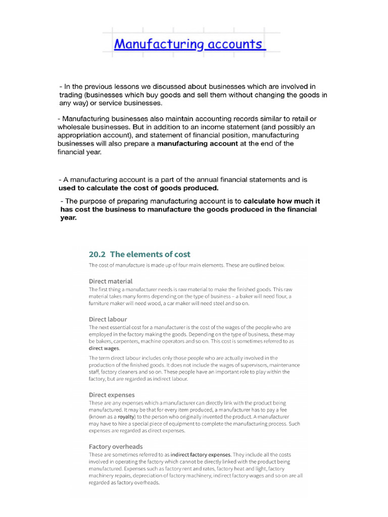 Manufacturing Accounts | PDF | Inventory | Expense