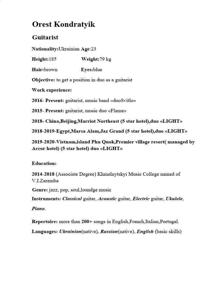 Orest CV New One 2 | PDF | Foreign Language Studies | Art
