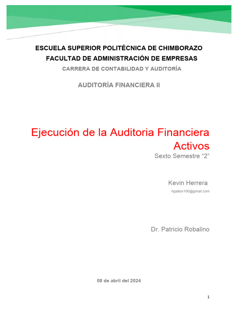 Kevin Herrera - Ejecución de La Auditoria Financiera en El Sector ...