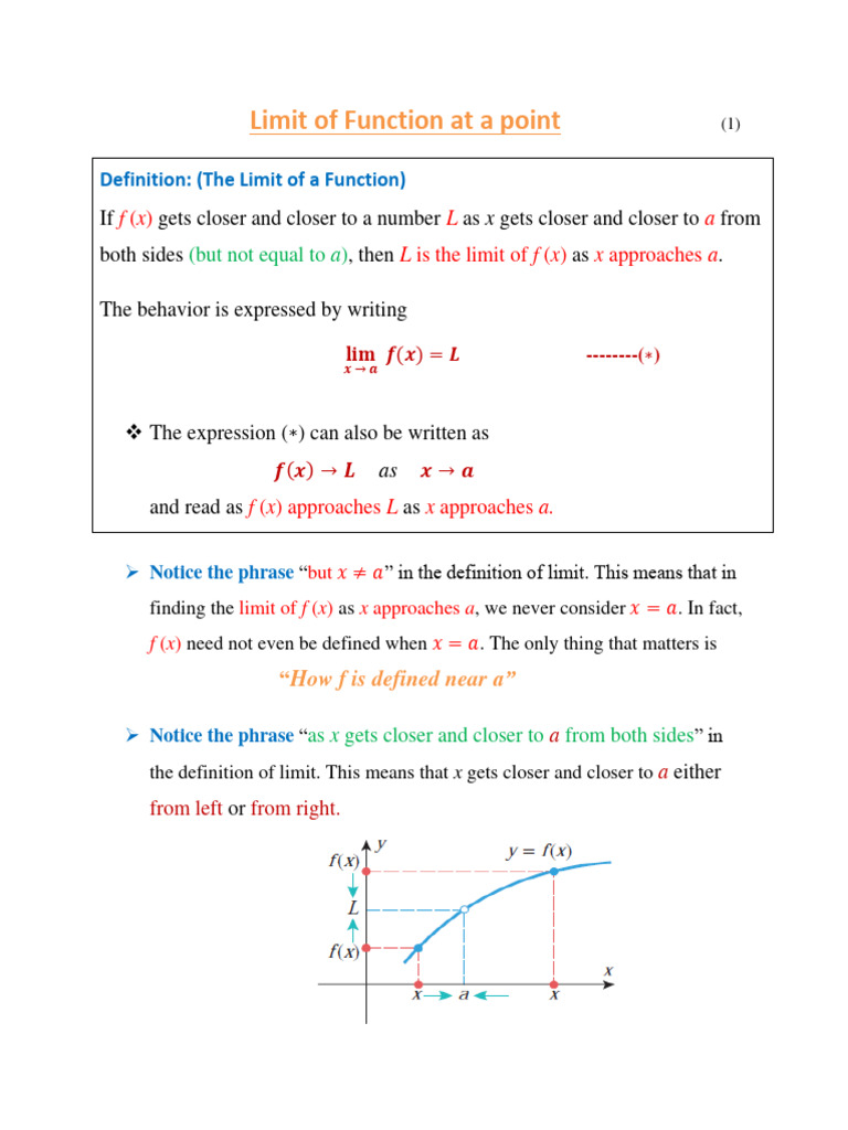 Lecture 4 Limit Of Function Cal 1 Pdf Function Mathematics Mathematical Objects