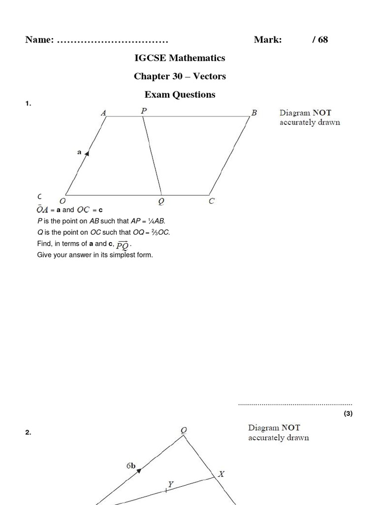 Chapter 30 - Vectors Exam Questions | PDF | Euclidean Vector | Line (Geometry)